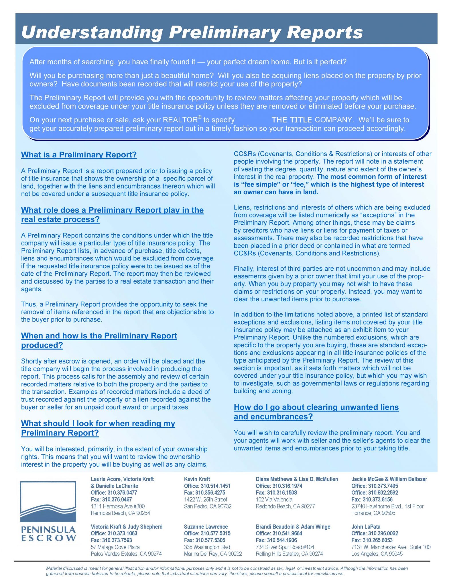 Information – Peninsula Escrow